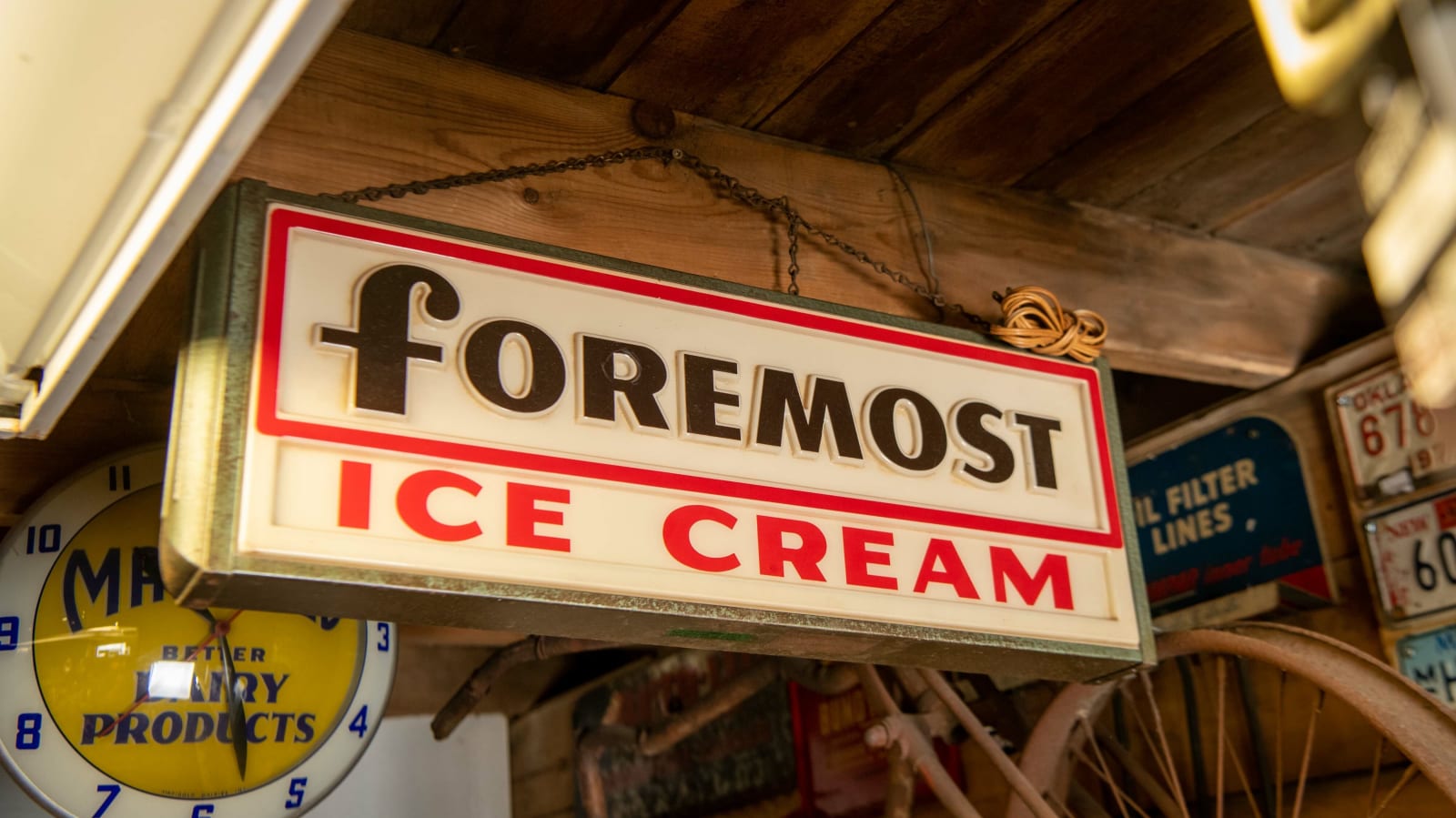 Foremost Ice Cream Double-Sided Plastic Light-Up Sign at Elmer's Auto ...