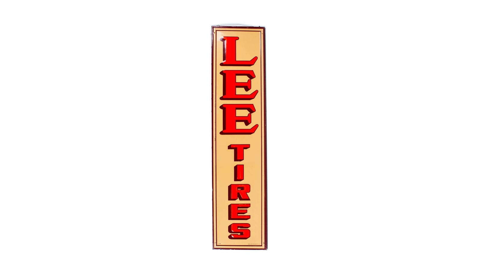 Lee Tires Single-Sided Embossed Tin Sign at Kissimmee 2021 as M83 - Mecum Auctions