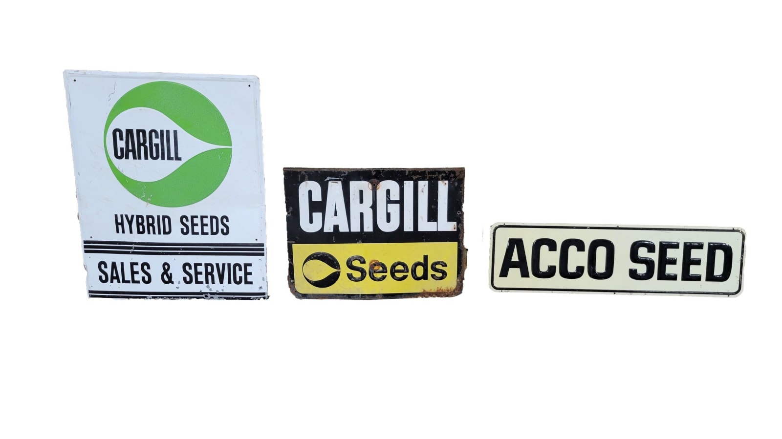 Cargill and Acco Seed Double-Sided Tin Signs, Lot of 3 at Gone Farmin ...