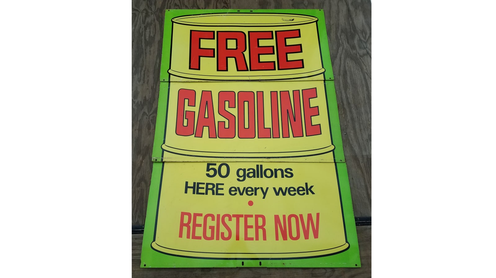 Free Gasoline 3-piece Tin Sign SST 44x66 at Gone Farmin' Iowa Premier ...