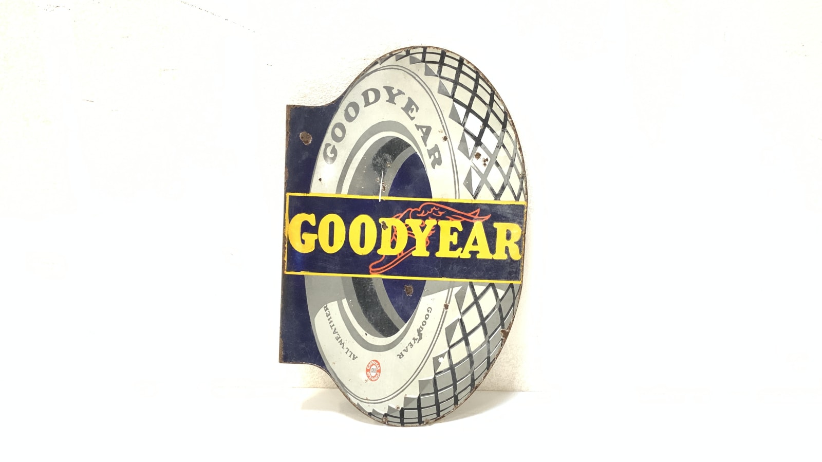 Goodyear Die-Cut Porcelain Flange Sign, Double-Sided 22x34 at Las Vegas ...