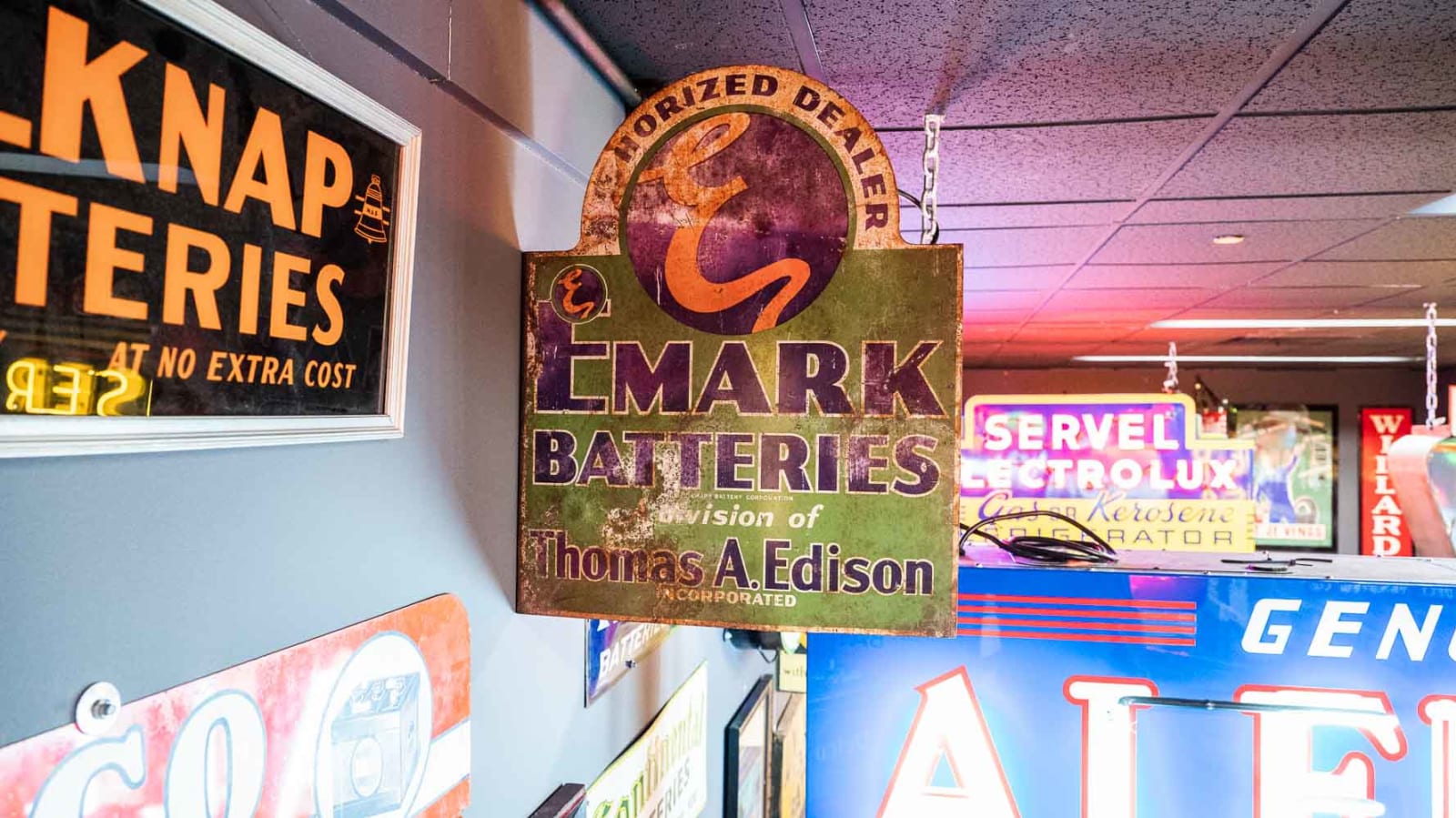 Emark Batteries Tin Flange Sign at The World’s Largest Road Art Auction ...