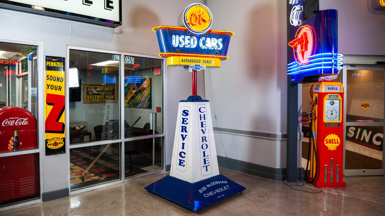 Ok Used Cars Chevrolet Double-Sided Porcelain Neon Rotator Sign at The ...