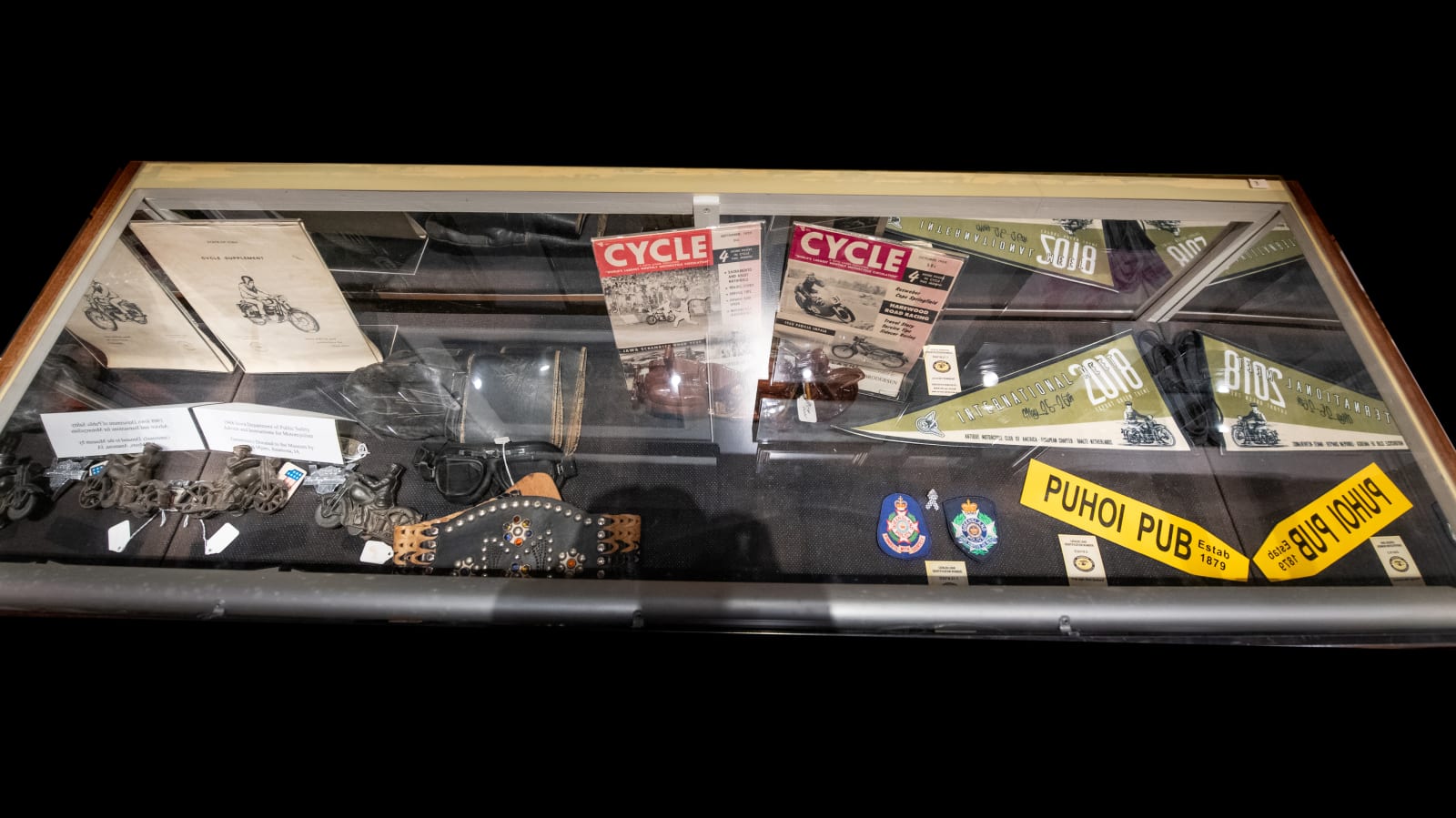 Assorted Motorcycle Memorabilia and Display Case, Lot of 19 at From the ...