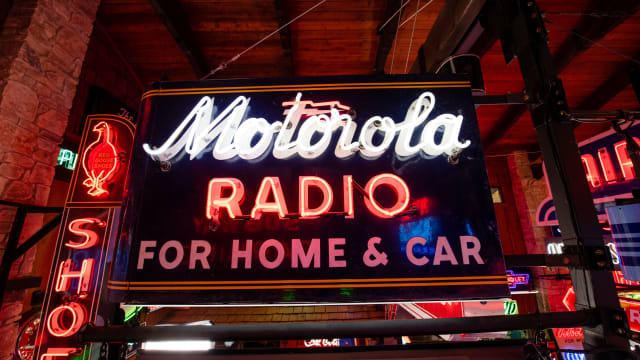 1950s Motorola Radio Double-Sided Porcelain Bullnose Neon Sign at ...