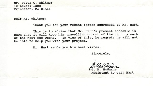 Gary Hart Hunter S. Thompson Letters at Santa Monica 2013 as S142 - Mecum Auctions