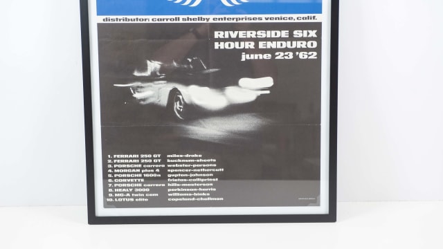 1962 Carroll Shelby Enterprises Goodyear Race Victory Glass Framed ...