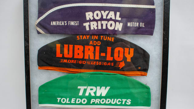 Service Station Hats Framed Collection at Indy Road Art 2021 as B424 ...