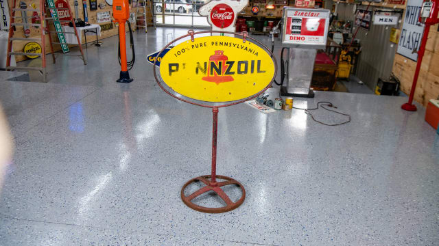 Pennzoil Double-Sided Porcelain Curb Sign at Indy Road Art 2022 as E109 ...