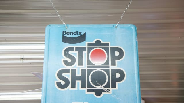 Bendix Double-Sided Tin Sign at Indy Road Art 2022 as E481 - Mecum Auctions