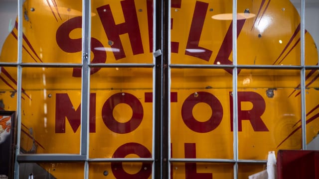 1930 Shell Motor Oil Double-Sided Porcelain Sign at From the John ...