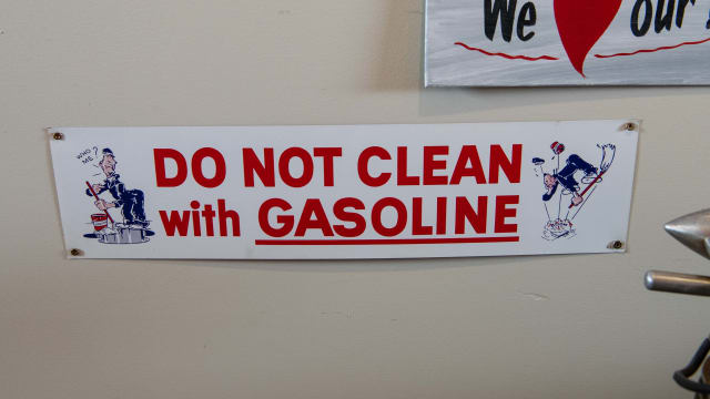 Do Not Clean With Gasoline Single-Sided Tin Sign at From the John ...