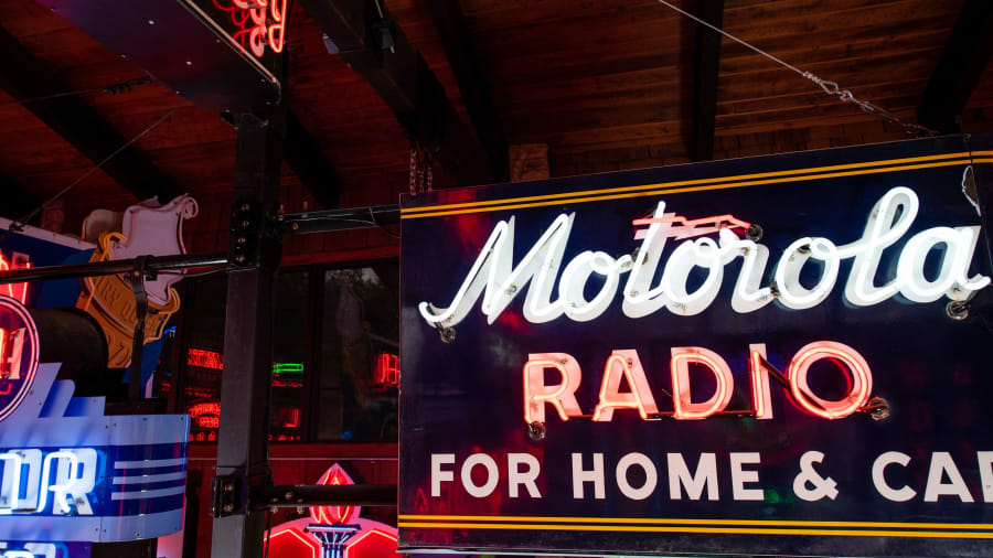 1950s Motorola Radio Double-Sided Porcelain Bullnose Neon Sign at ...