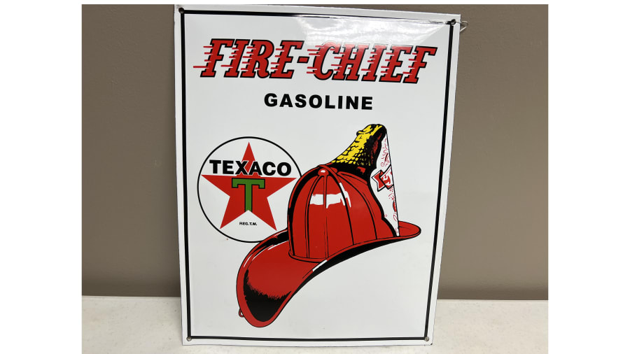Texaco Fire Chief Gasoline Single-Sided Porcelain Sign at Dallas 2022 ...