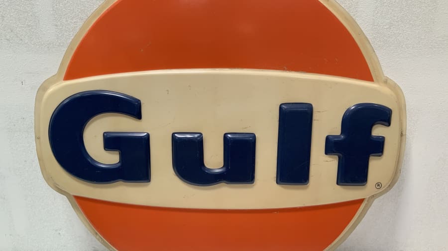 1960s Gulf Gas Station Embossed Plastic Sign 78x72 at Las Vegas 2019 as ...