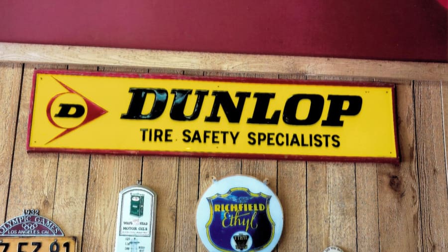 1960s Dunlop Tires Single-Sided Embossed Tin Sign at Las Vegas 2021 as ...
