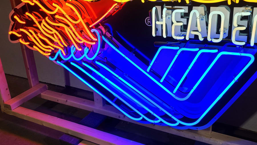 Custom Hooker Headers Animated Single-Sided Tin Neon Sign at Las Vegas ...