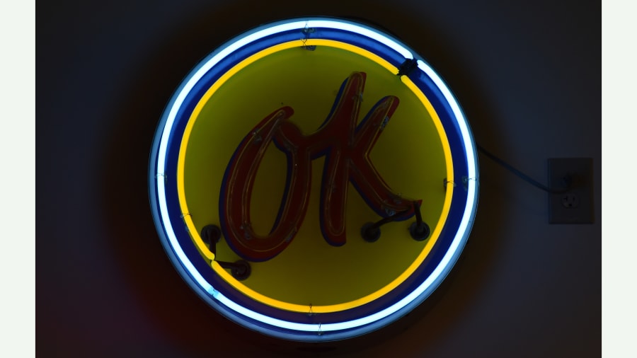 OK Neon Sign On 1 Foot Pole SSTN 24 Inches Round at Indy Road Art 2017 ...
