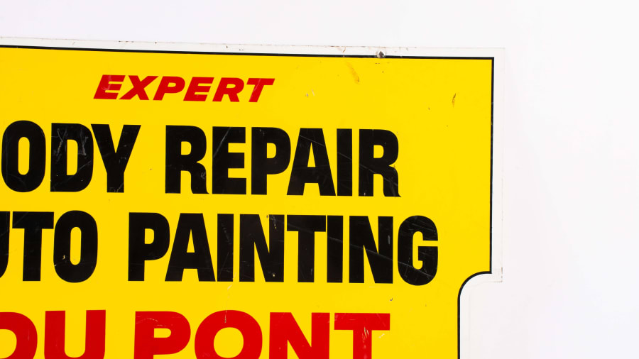 Vintage 1950s-60s DuPont Auto Painting Die-Cut Tin Sign 28x36 at ...