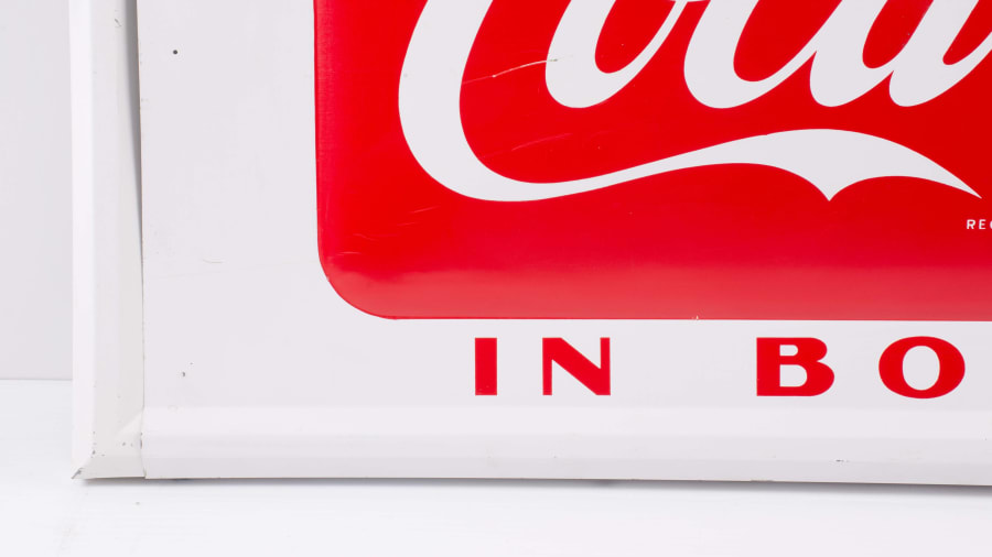 1950s Coca-Cola Tin Self-Framed Privilege Panel, NOS 24x54 at ...