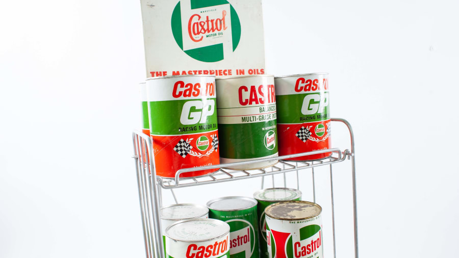 Castrol Motor Oil Cans With Metal Display Rack Lot Of 18 at Indy Road ...