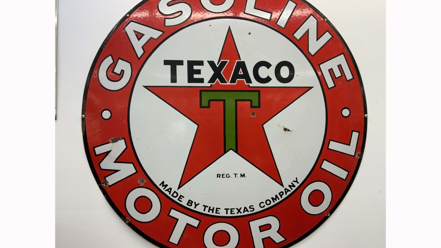 Texaco Porcelain Sign at Indy Road Art 2021 as Q287 - Mecum Auctions