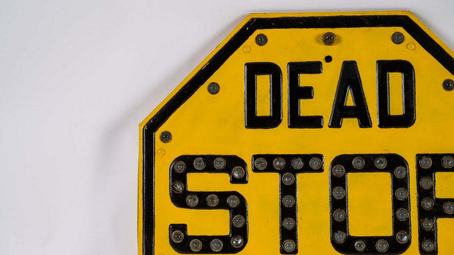 Dead End Stop Single Sided Porcelain Sign At Indy Road Art 2022 As B19 Mecum Auctions