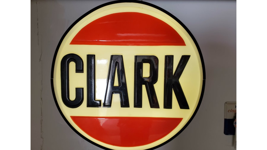 1991 Clark Single-Sided Embossed Plastic Light-Up Sign at Indy Road Art ...