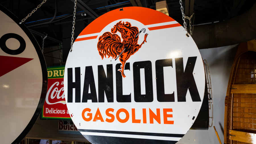 Hancock Gasoline Double-Sided Porcelain Sign at The World’s Largest ...