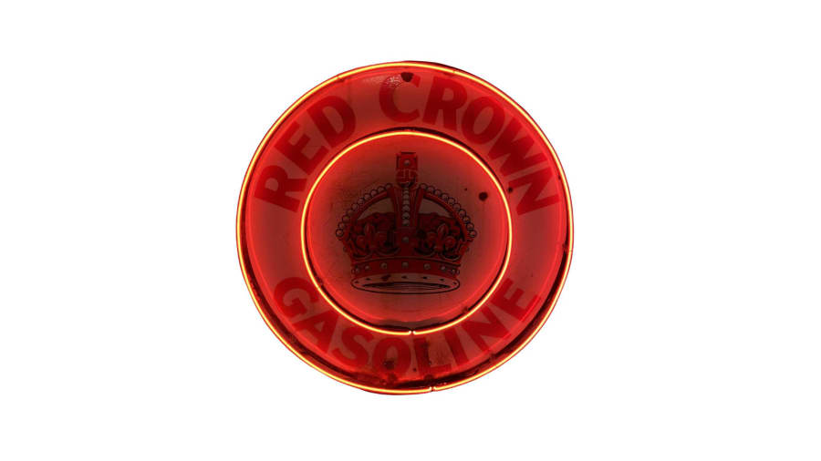 Red Crown Gasoline Single-Sided Porcelain Neon Sign at Kissimmee 2023 ...