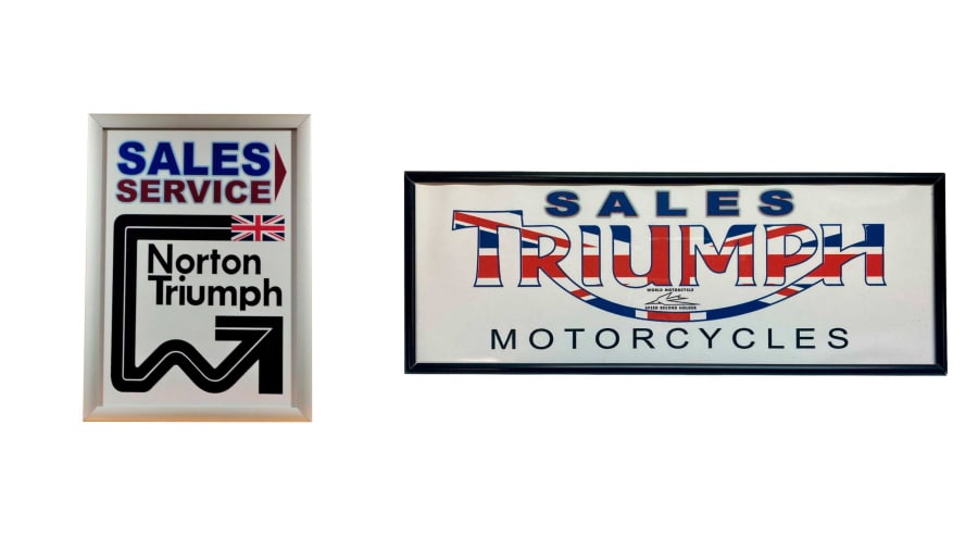 Triumph Motorcycles and Norton Triumph Lighted Signs, Lot of 2 at Las ...