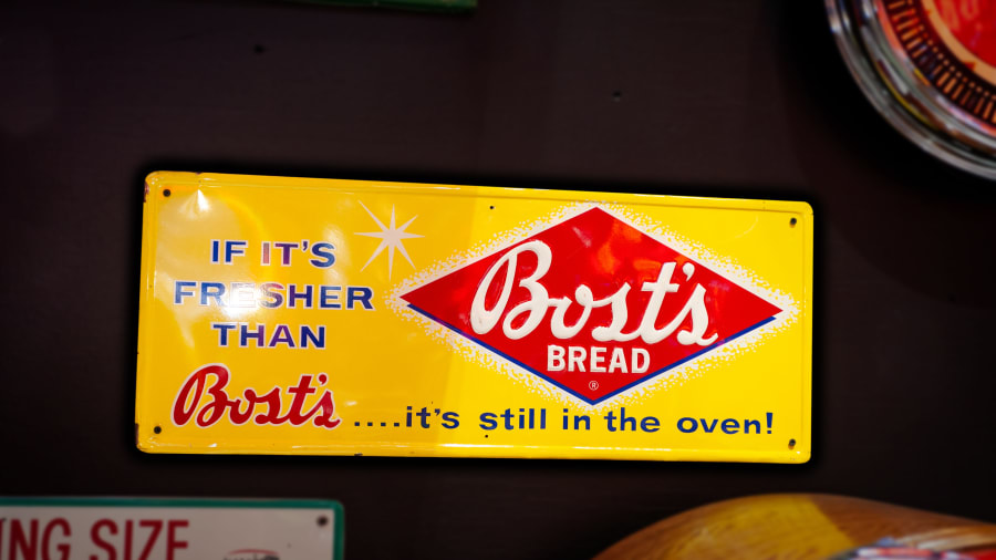 Bost's Bread Embossed Tin Sign for sale at The Eddie Vannoy Collection ...