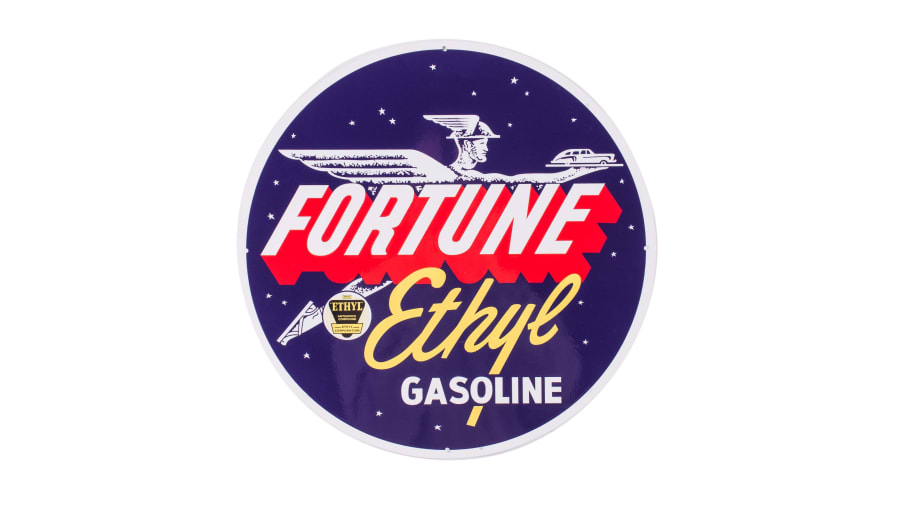 New Fortune Ethyl Gasoline, Single-Sided Tin 19.5-in for Sale at ...