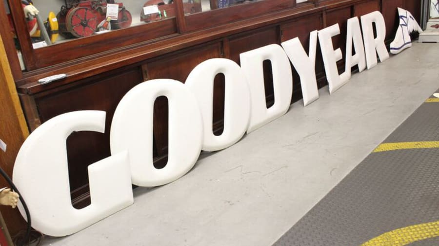 Original Goodyear Sign With Winged Shoe 144x26x2 for Sale at Auction ...