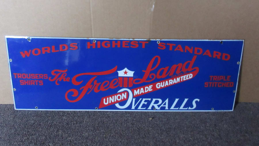 Freeland Overalls Sign SSP 30x10 for sale at Austin 2015 as J37 - Mecum ...