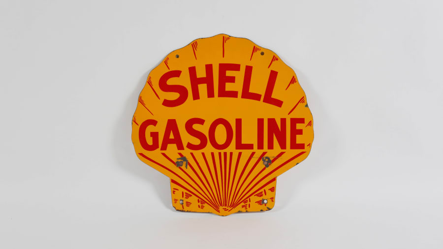 1930s Shell Gasoline Double-Sided Porcelain Curb Sign 25x25 for Sale at ...