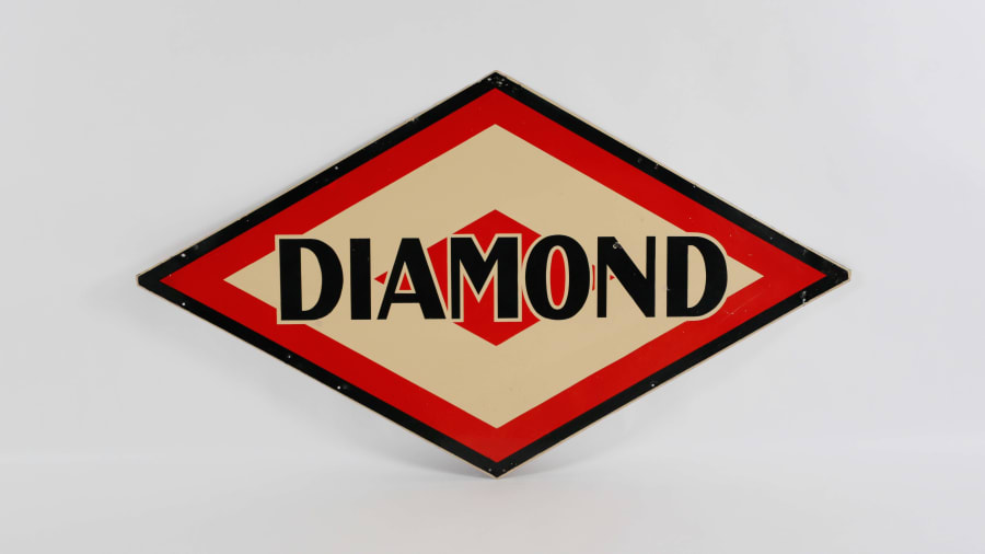 1940s Diamond DX Gasoline Double-Sided Die-Cut Porcelain 70x40 at ...