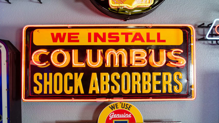 1963 Columbus Shock Absorbers Single-Sided Embossed Tin Neon Sign for ...