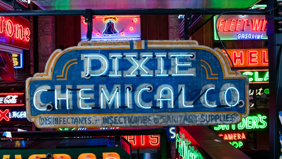 1940s-1950s Dixie Chemical Co. Double-Sided Tin Neon Sign for Sale at ...