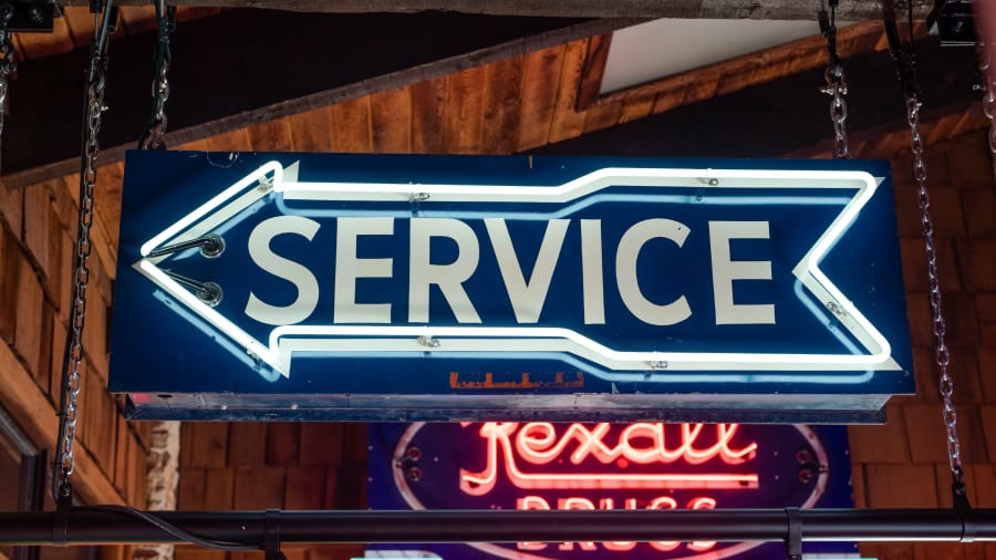 1940s Service Arrow Double-Sided Tin Painted Neon Sign for Sale at ...