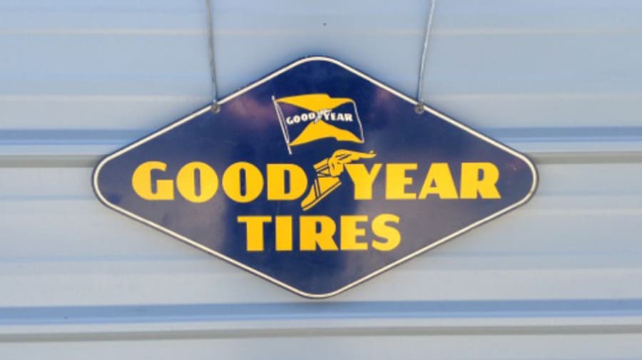 1940s Goodyear Tin Sign 12x22 at Monterey 2014 as H40 - Mecum Auctions