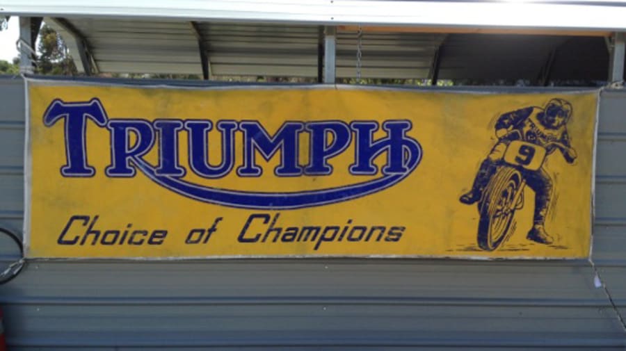 1967 Triumph Factory Race Banner 10ftx3ft at Monterey 2014 as H42 ...