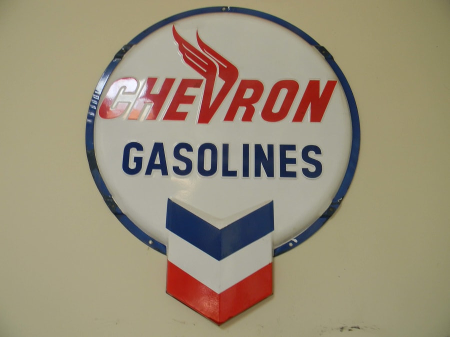 Chevron Gasolines Sign 29x33 at Monterey 2014 as K47 - Mecum Auctions