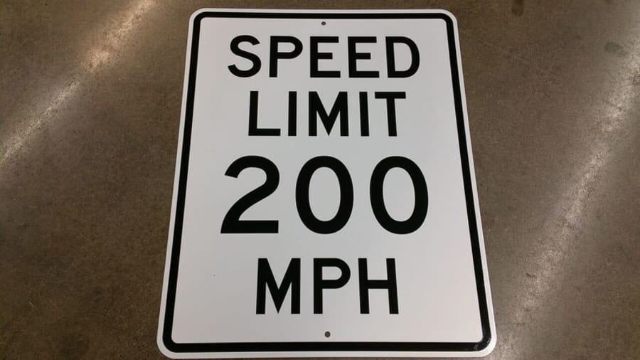 Speed Limit 200 Mph Sign SS Aluminum 24x30 for Sale at Auction - Mecum ...