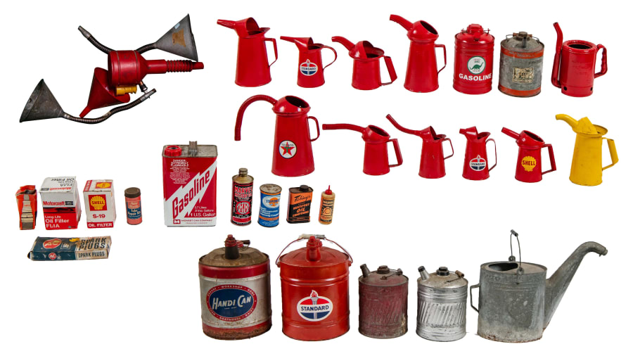 Assorted Oil Cans, Gas Cans, Funnels, and Filters for Sale at Auction ...