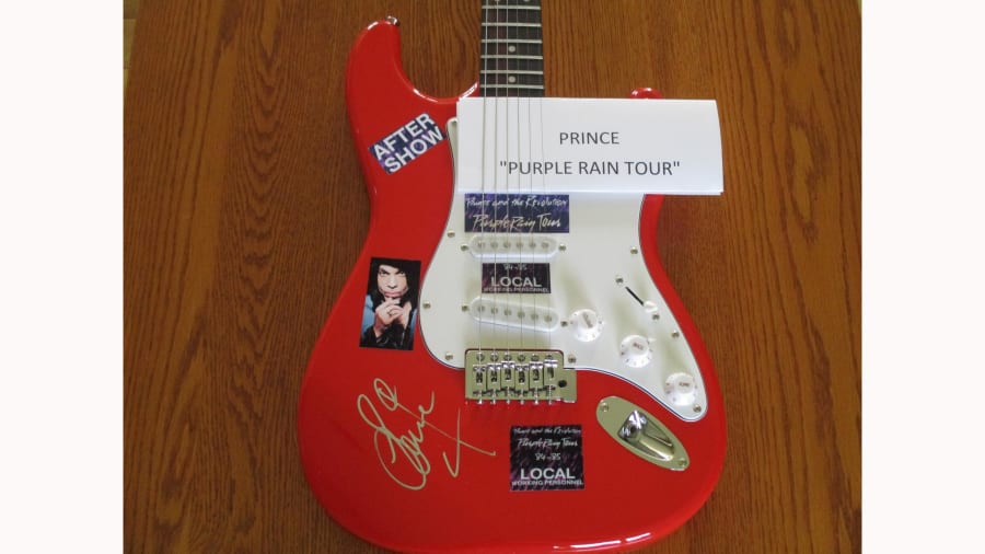 Prince Purple Rain Tour Autographed Guitar at Chicago Motorcycles 2016 ...