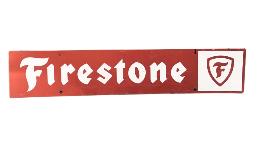 Original Firestone Single-Sided Aluminum Sign 48x10 at Dallas 2019 as ...