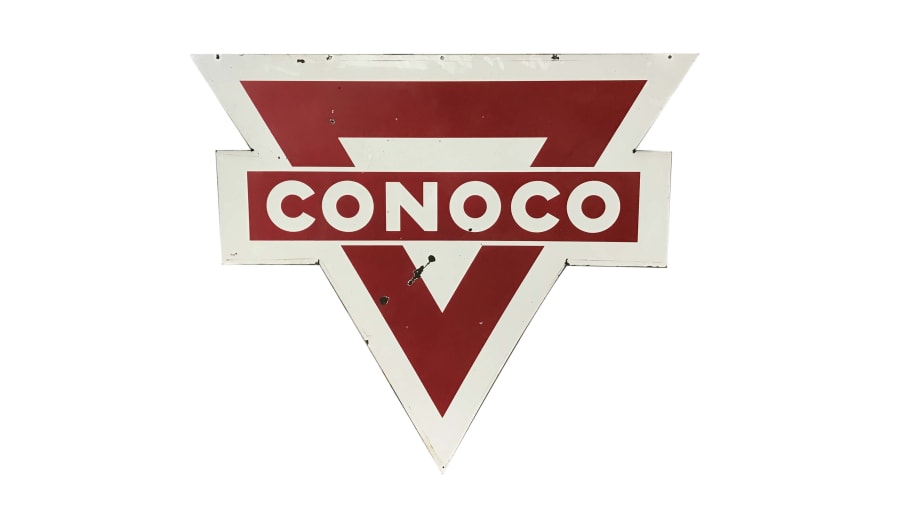Original 1950s Conoco Die-Cut Triangle Double-Sided Porcelain 84x6 at ...