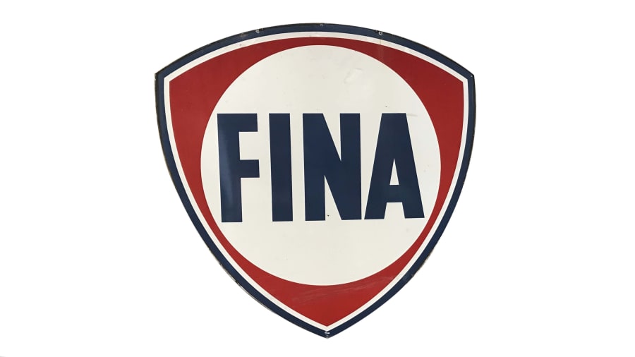 Original 1960s Fina Gas Station Sign, Single-Sided Porcelain 72-in at ...