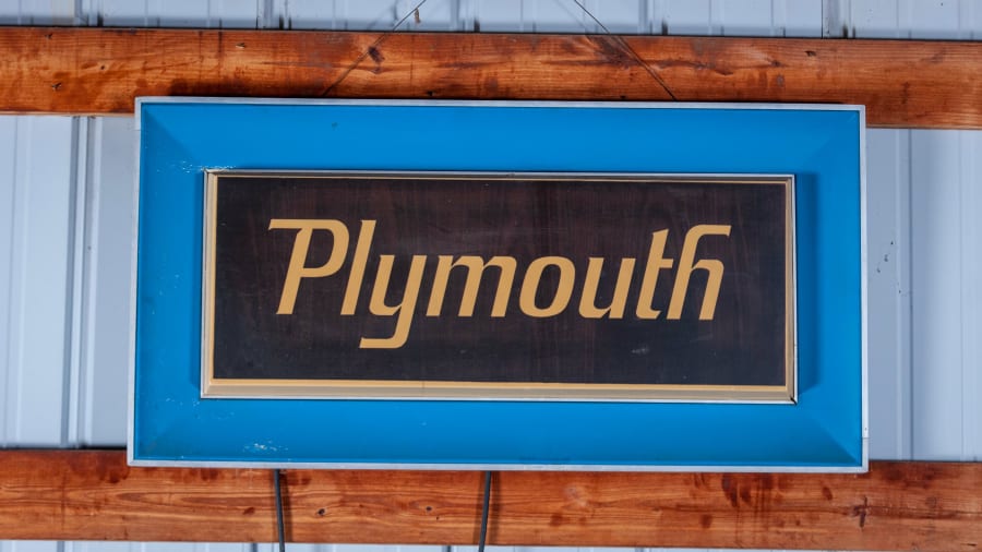 Plymouth Dealership Single-Sided Light-Up Sign at Elmer's Auto & Toy ...